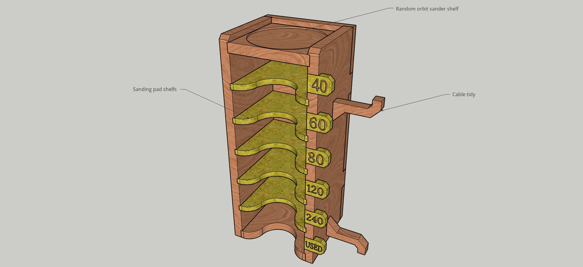 Random Orbit Sander Organizer, Sander Cabinet. CNC Router CAD File (DXF ...
