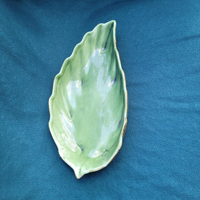 Mancer Italian Pottery MCM Vintage Green Leaf Hand-painted Rare Dish - Etsy