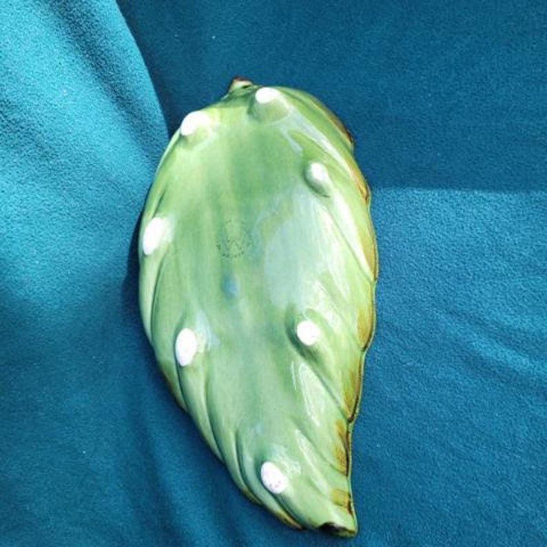Mancer Italian Pottery MCM Vintage Green Leaf Hand-painted Rare Dish - Etsy