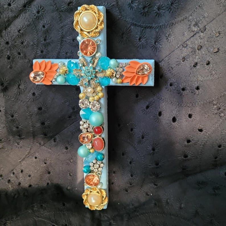 Vintage Jeweled Cross Decorative Decor - Etsy
