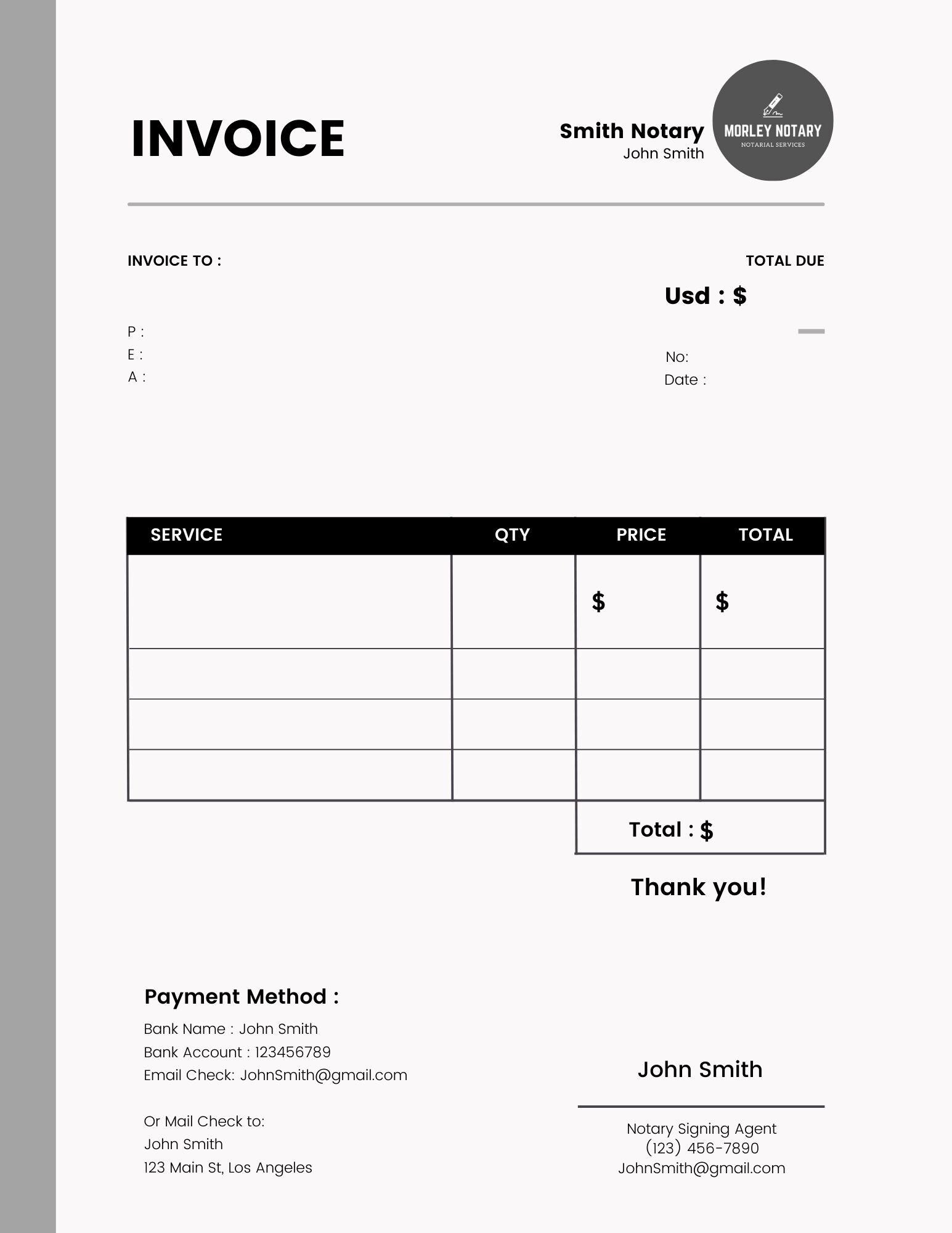 Notary Signing Invoice - Etsy