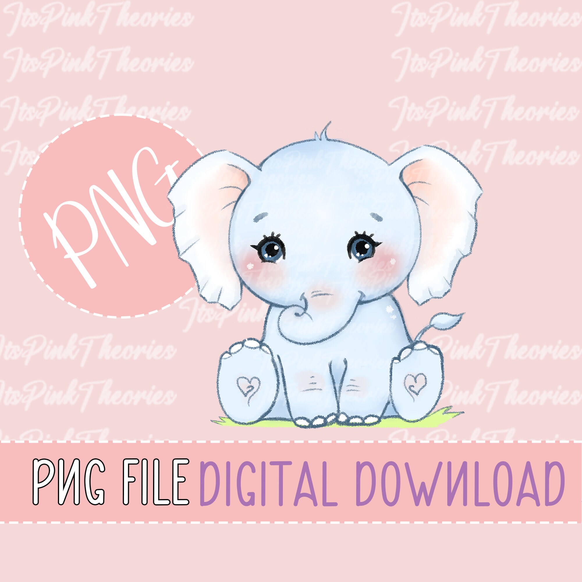 Cute Baby Elephant PNG Clipart - Digital Instant Download for Nursery ...