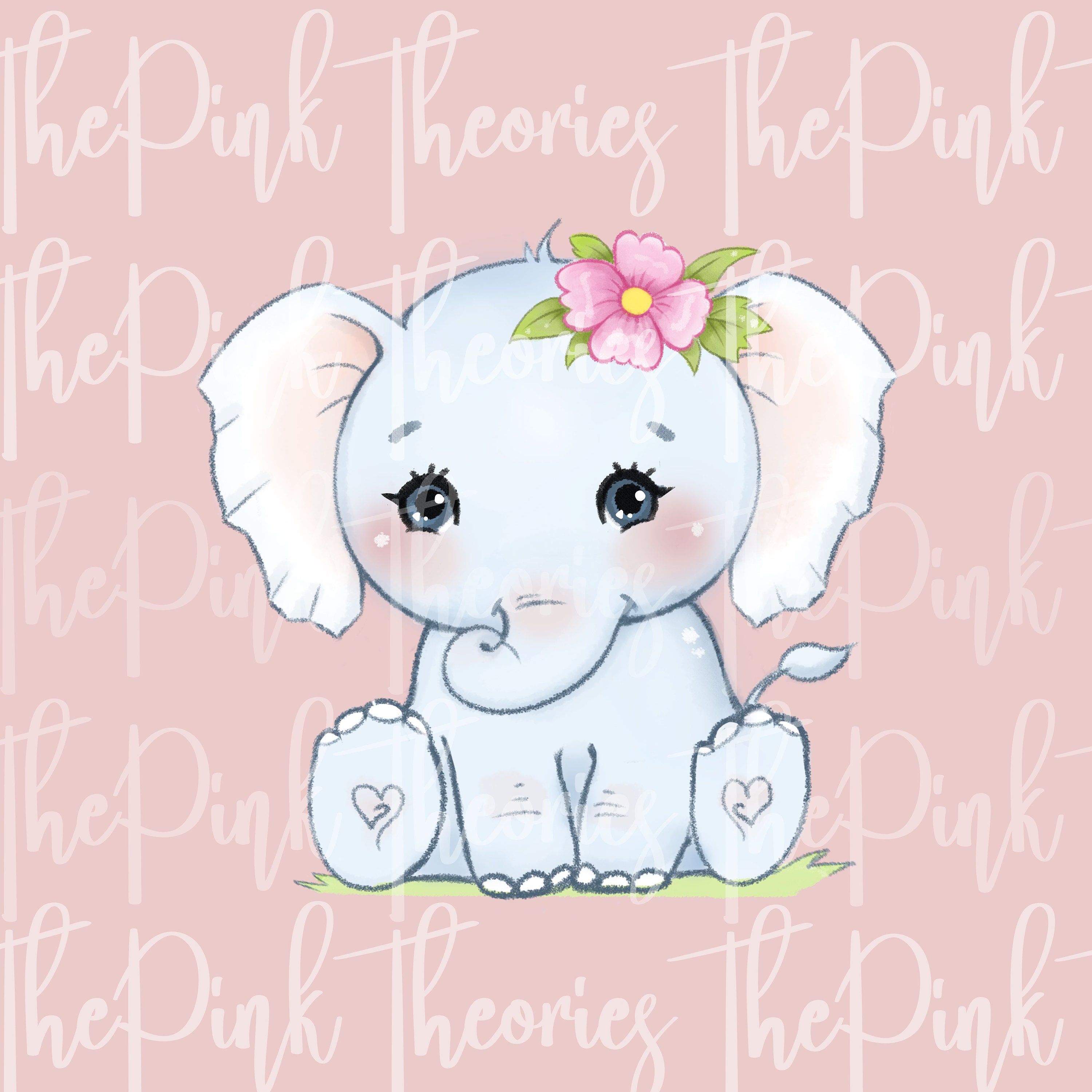 3 Cute Baby Elephants Bundle PNG Digital Instant Download for Nursery ...