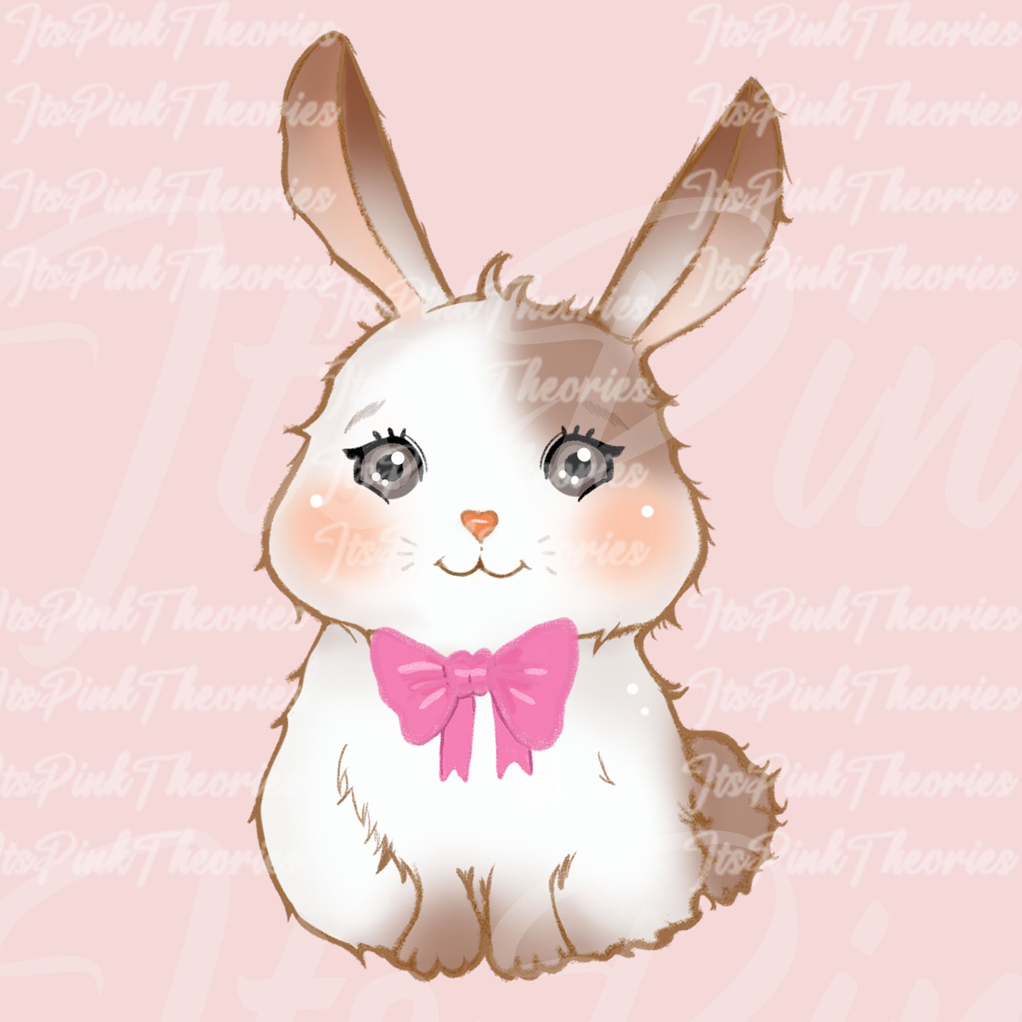 Cute Baby Bunny With Bow PNG | Hand-drawn | Bunny Lover | Nursery Decor ...
