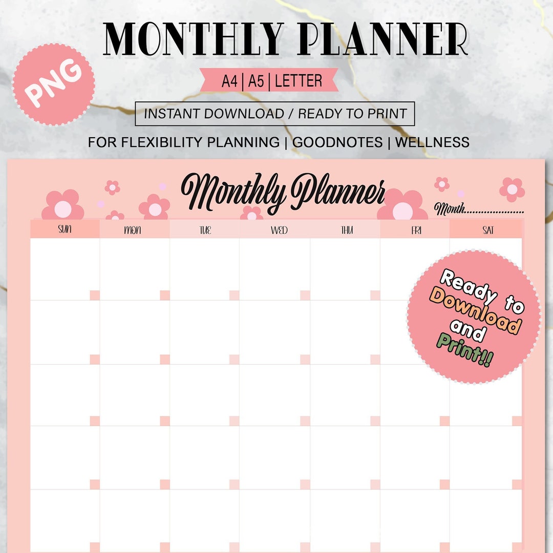 Cute Spring Flower Digital Planner - No Date Digital Download for ...