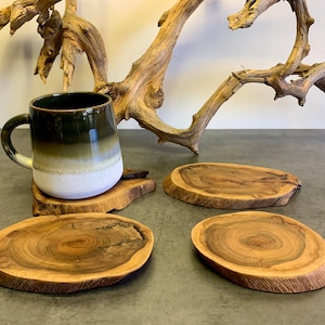 Rustic Live Edge Wooden Coasters Handmade From Elm With Burrs and ...