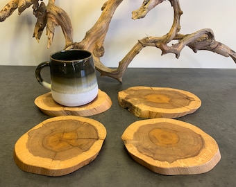 Rustic Live Edge Wooden Coasters Handmade From Elm With Burrs and ...