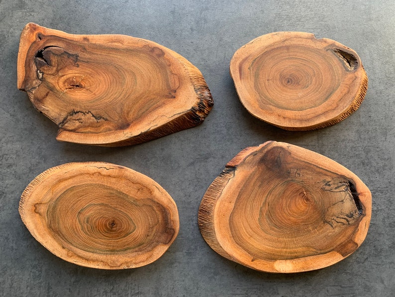 Rustic Live Edge Wooden Coasters Handmade From Elm With Burrs and ...