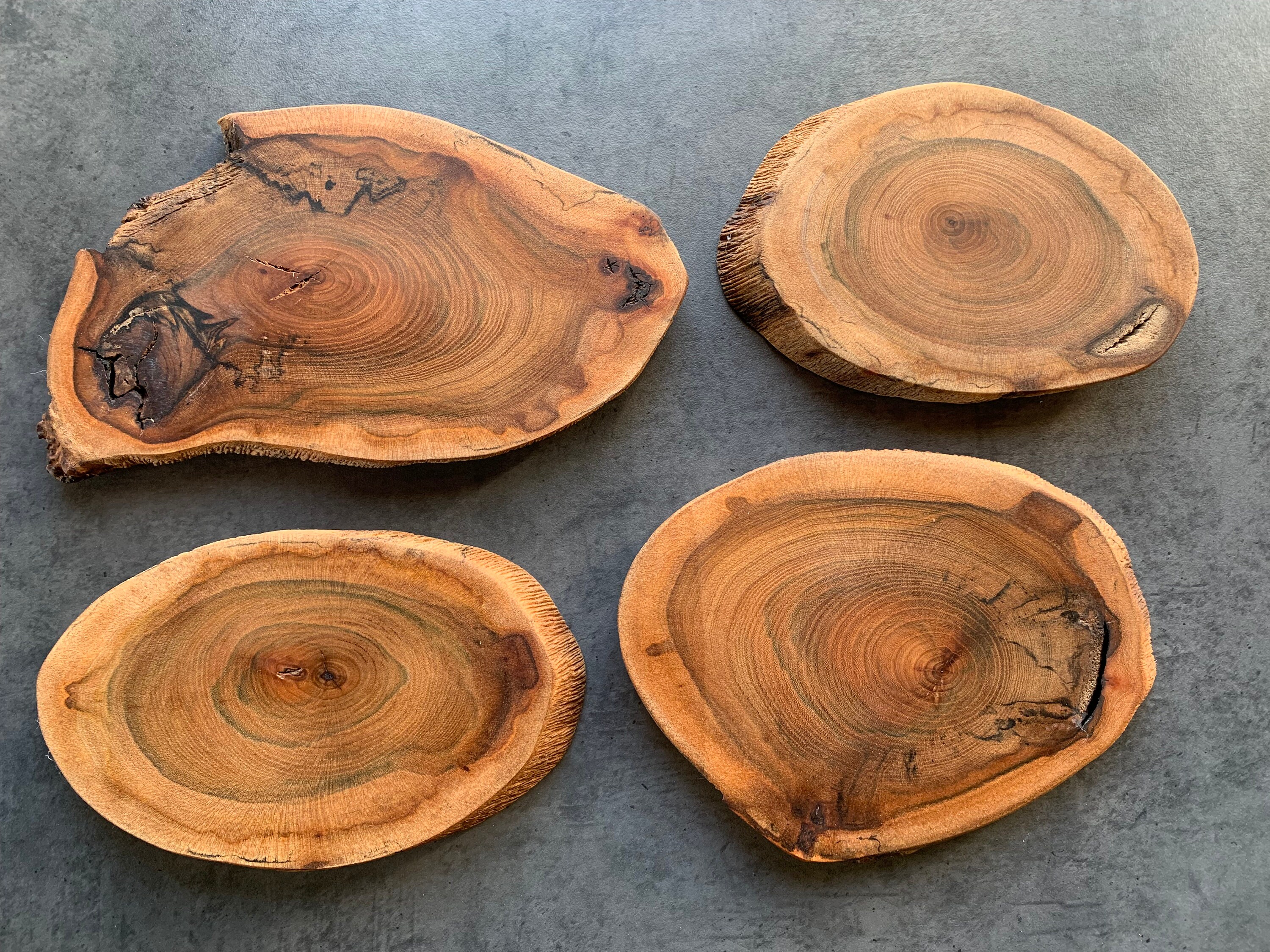 Rustic Live Edge Wooden Coasters Handmade From Elm With Burrs and ...