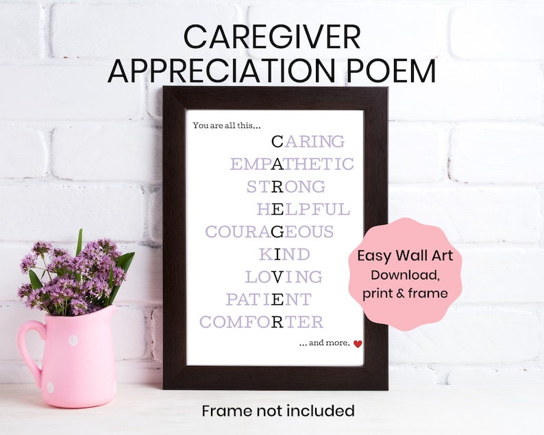Caregiver Appreciation Poem, Caregiver Christmas Gift, Caregiver Idea ...