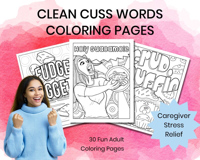 Clean Cuss Words Coloring Pages, Caregiver Stress Relief, Adult ...