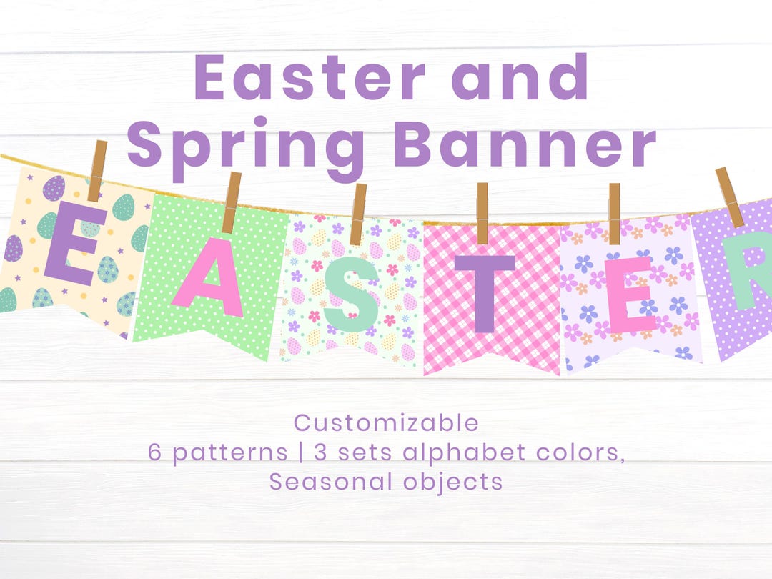 Easter Banner, Spring Banner, Printable Bunting, Easter Holiday Banner ...
