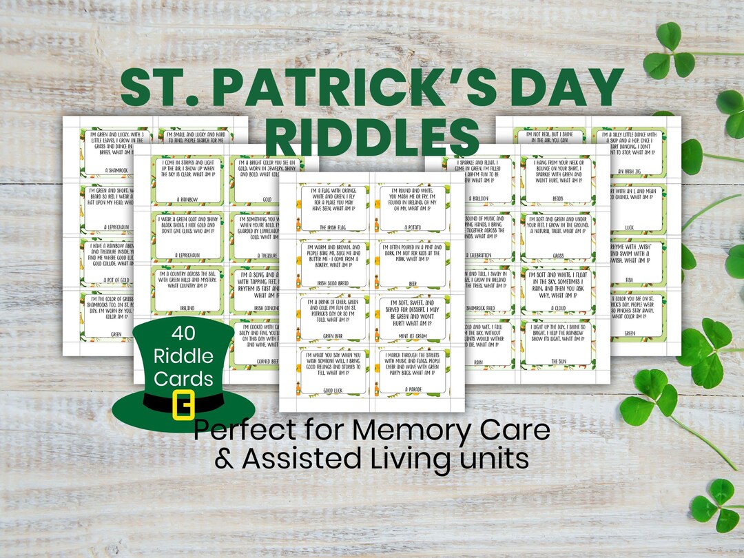 St Patricks Day Riddles for Adults, Dementia Activity Printables ...