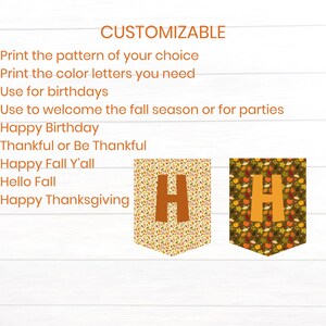 Fall Banner Customizable, Autumn Printable Banner, Thanksgiving Garland ...