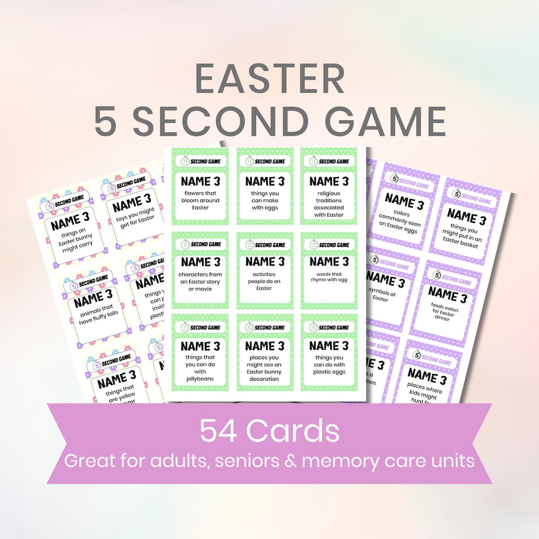 Easter 5 Second Game, Easter Party Game, Game for Seniors, Dementia ...