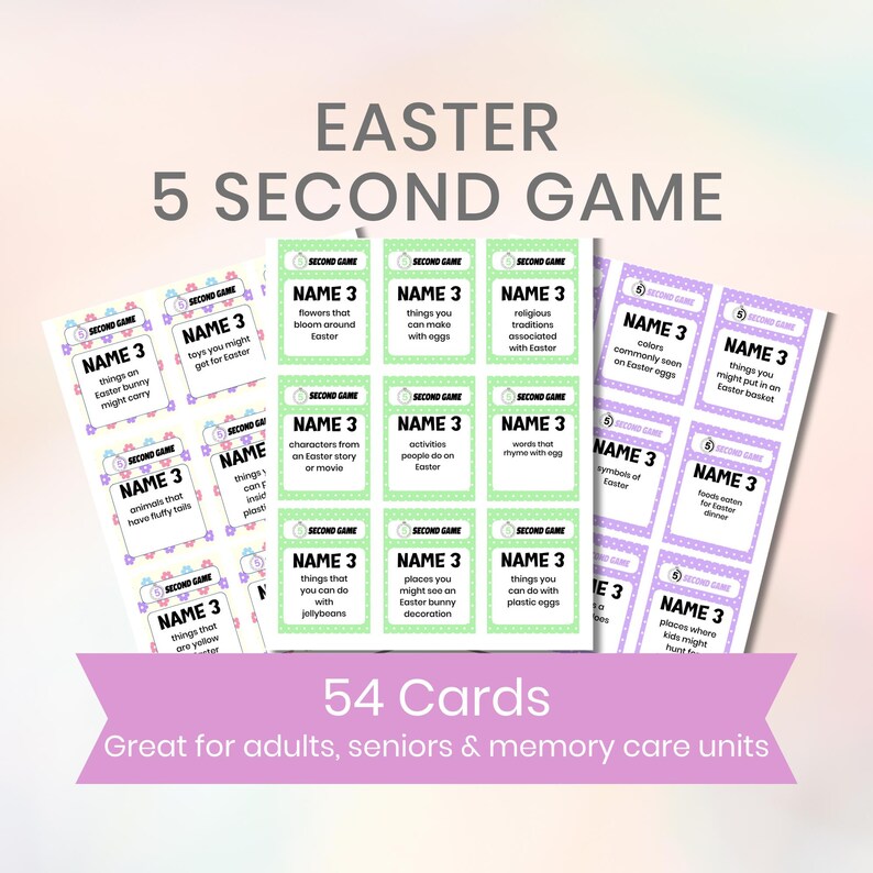 Easter 5 Second Game, Easter Party Game, Game for Seniors, Dementia ...