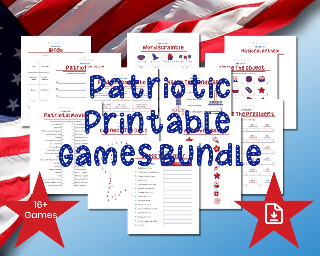 4th of July Game Bundle, Printable Games, Memory Care Games, Dementia ...