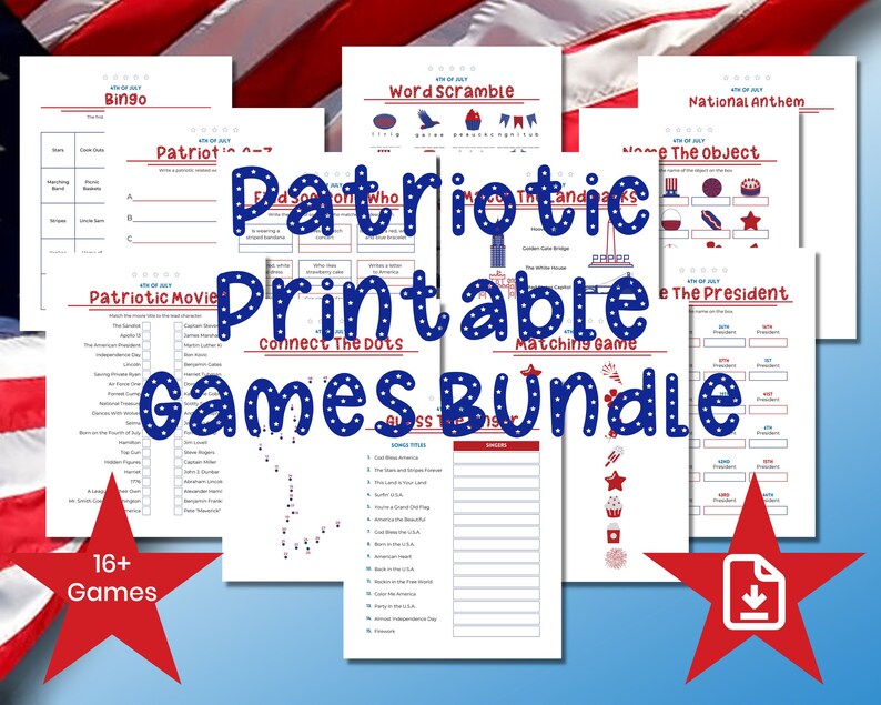 Family Fun Holiday Party Game Printables Patriotic Party Game 4th of ...