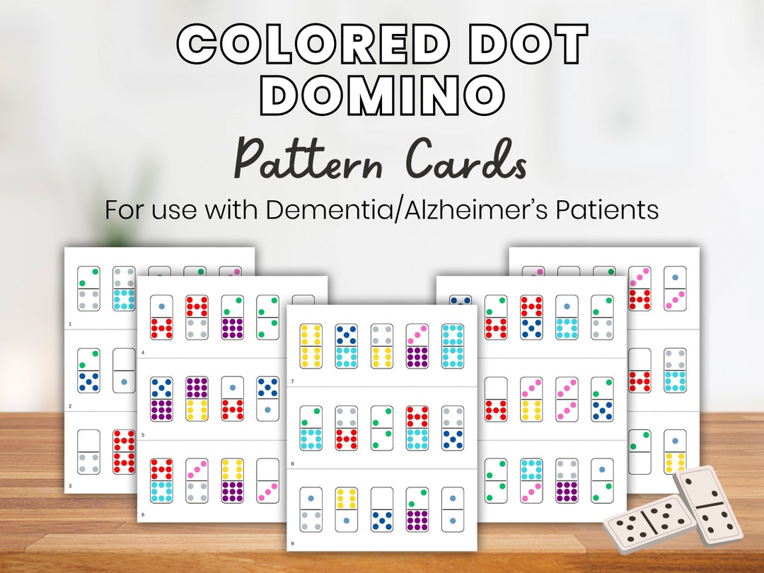 Colored Dot Domino Pattern Cards, Matching Game, Dementia Brain Games ...