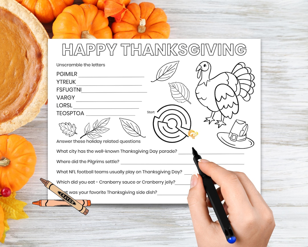 Thanksgiving Activity Mat, Dementia Activity, Memory Printable for ...