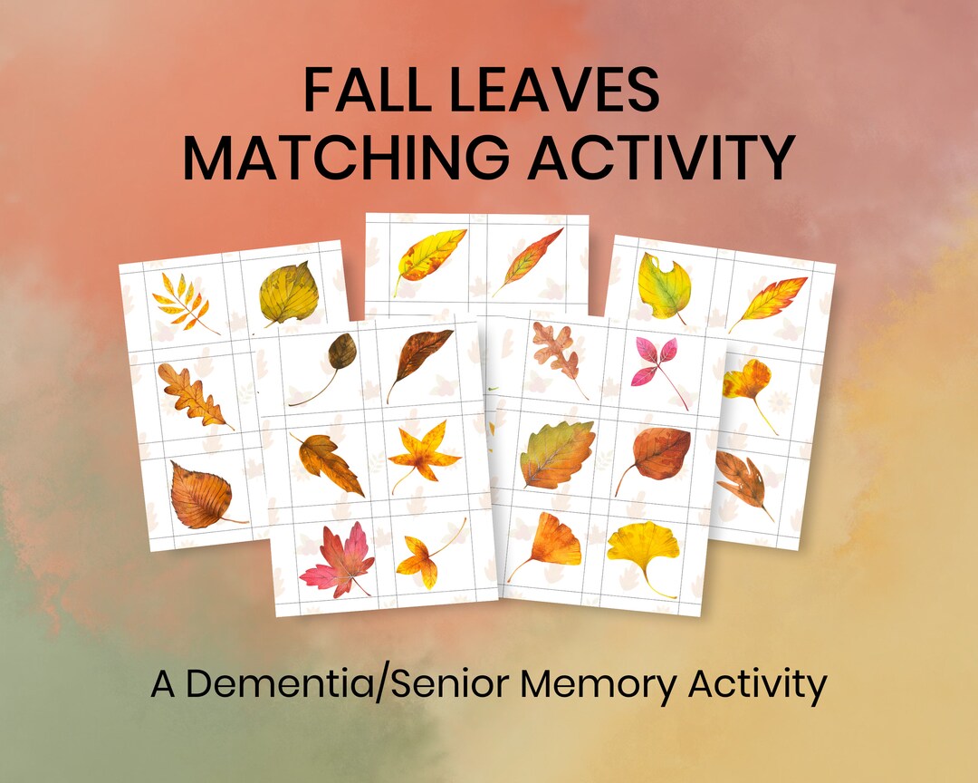 Memory Matching Game, Fall Leaves, Shape Matching, Printable Flash ...