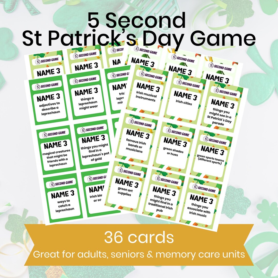 5 Second St Patrick’s Day Game, St Patrick’s Day Party Game, March ...