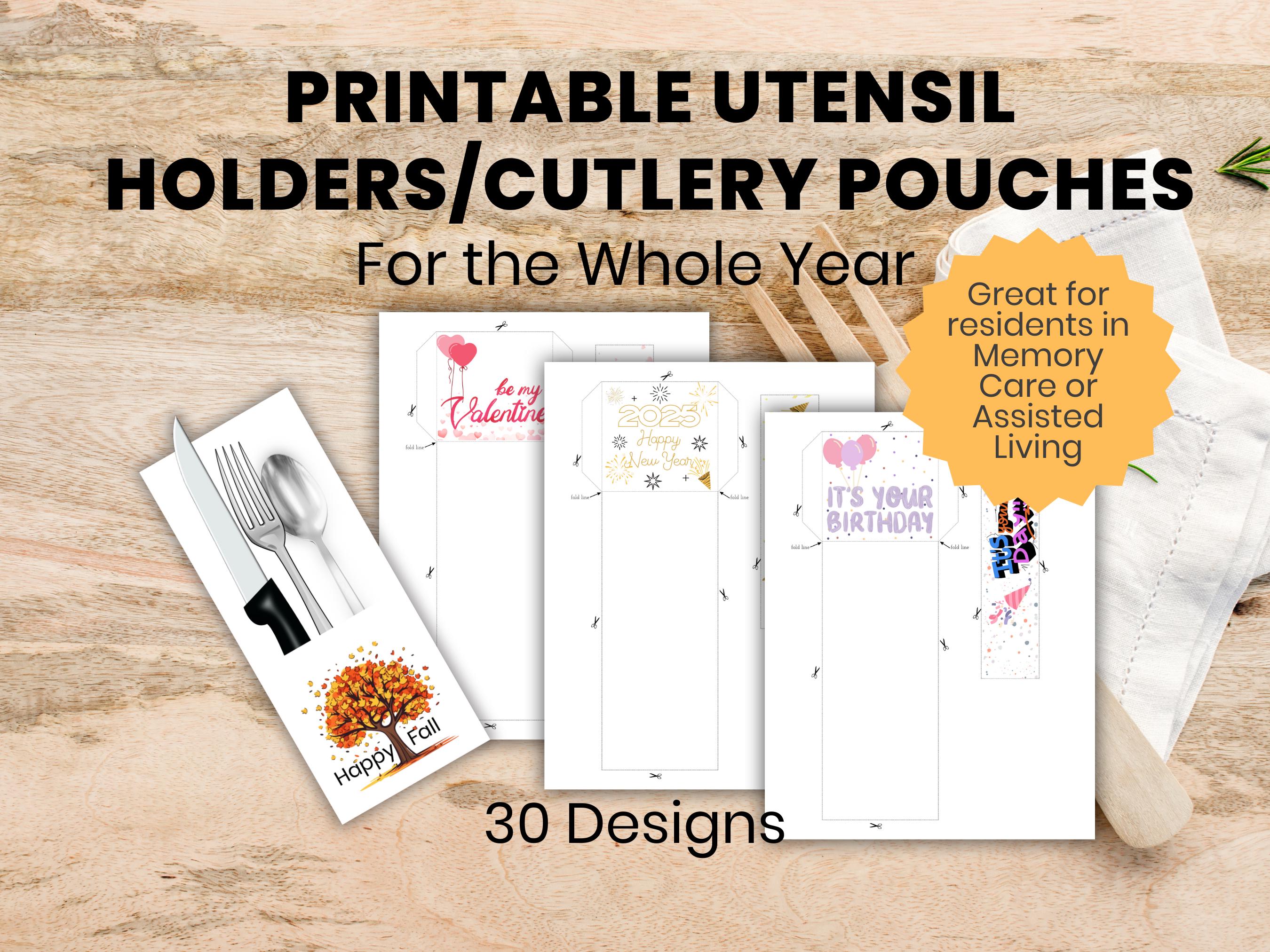 Printable Utensil Holders for the Year, Cutlery Pouch, Napkin Wrap ...