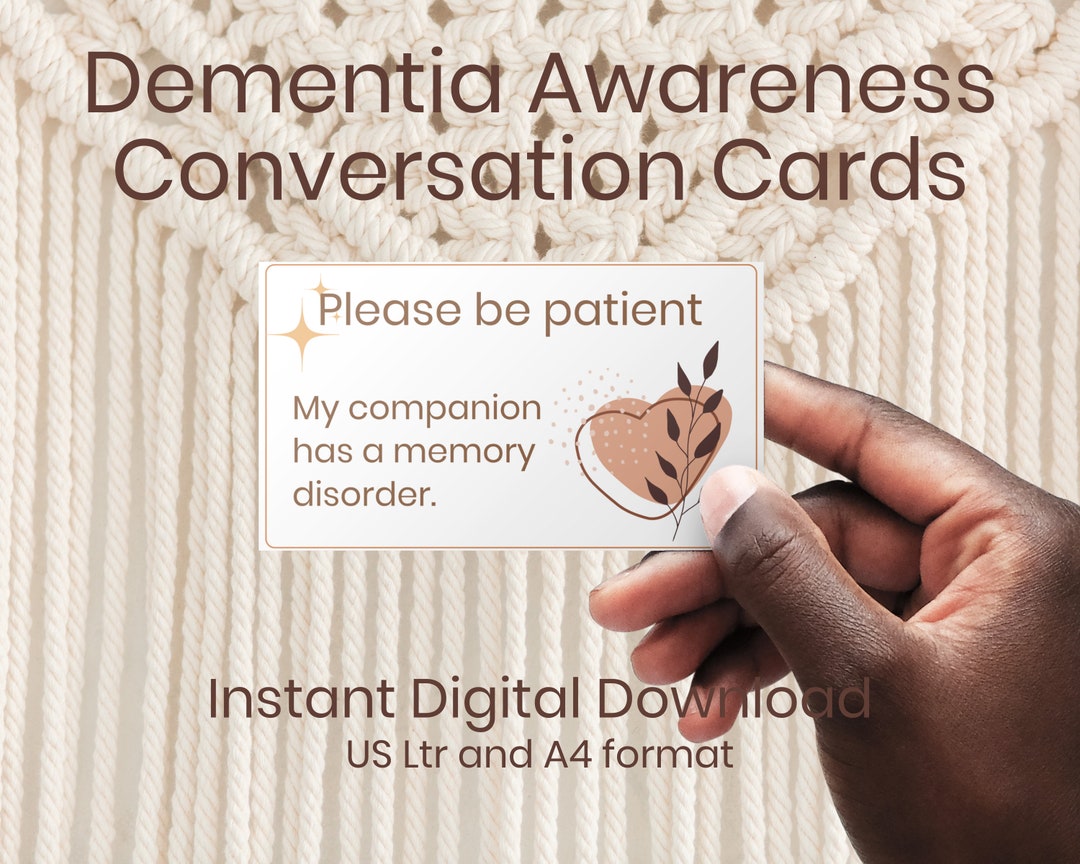 Dementia Awareness Conversation Cards, Alzheimers Cards to Hand Out ...