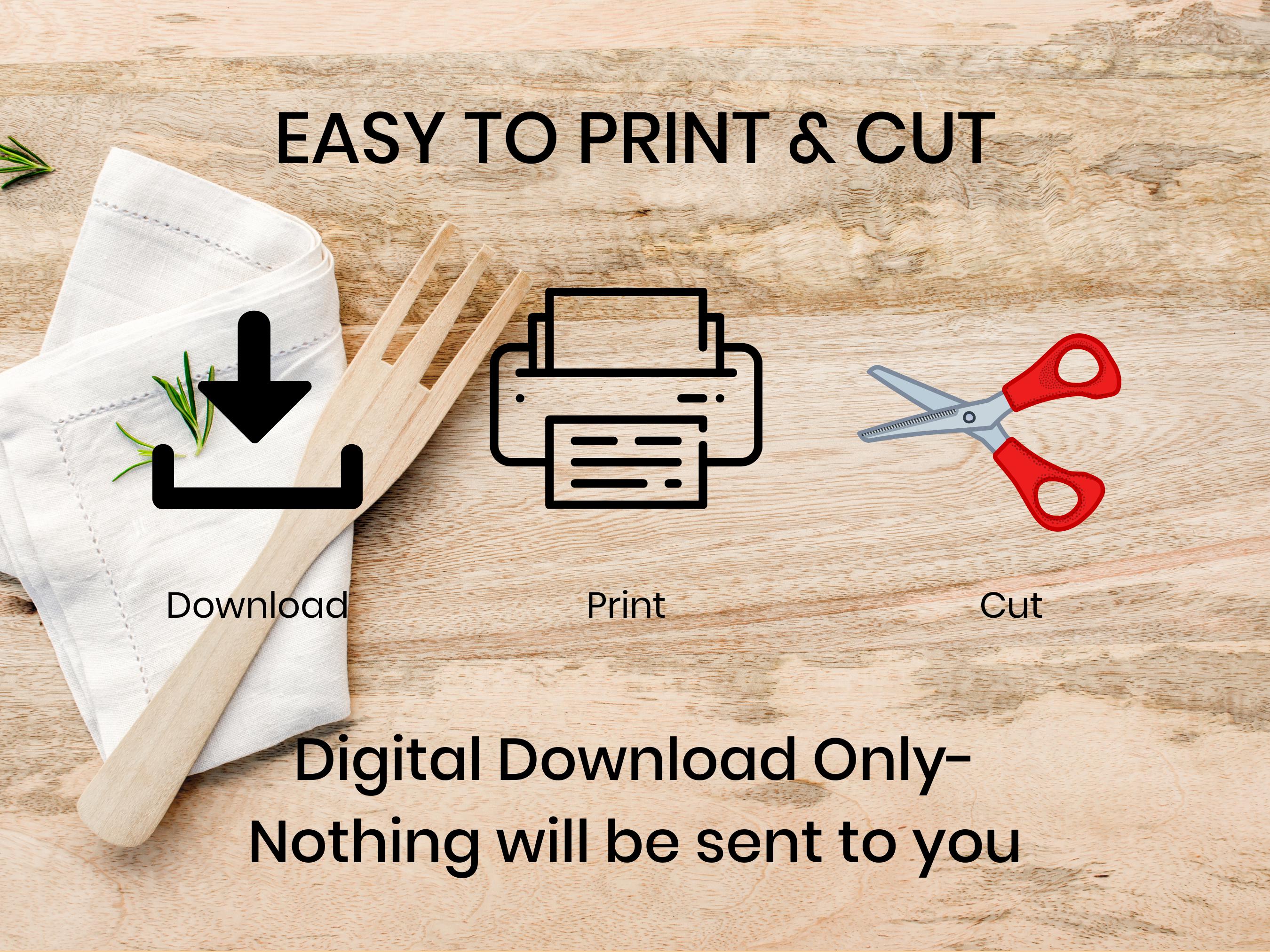 Printable Utensil Holders for the Year, Cutlery Pouch, Napkin Wrap ...