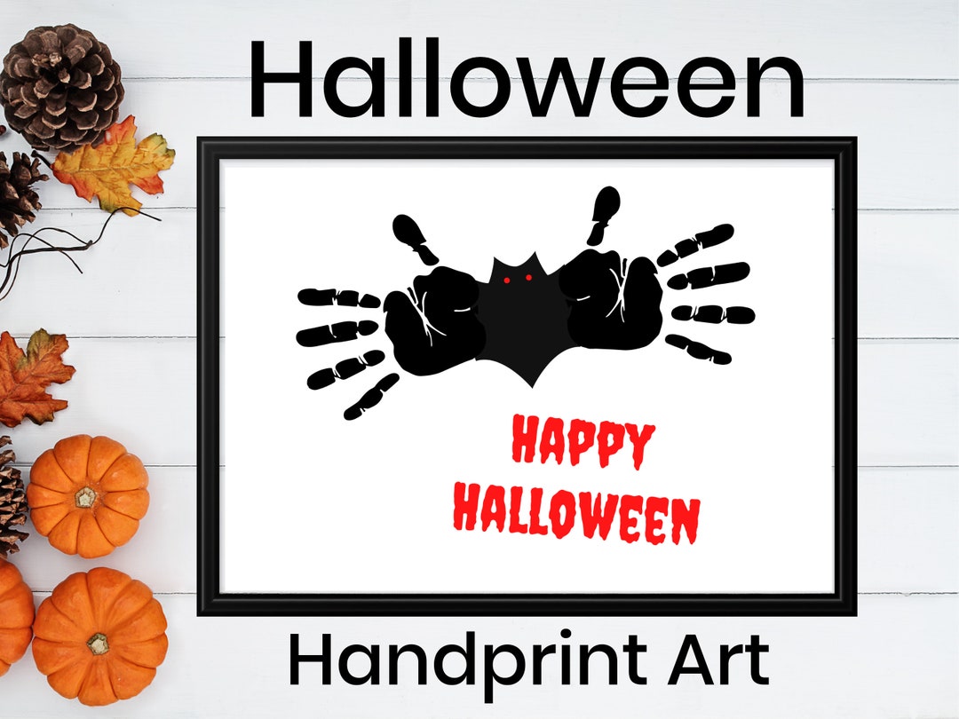 Bat Halloween Handprint Art, Printable Halloween Handprint Art ...
