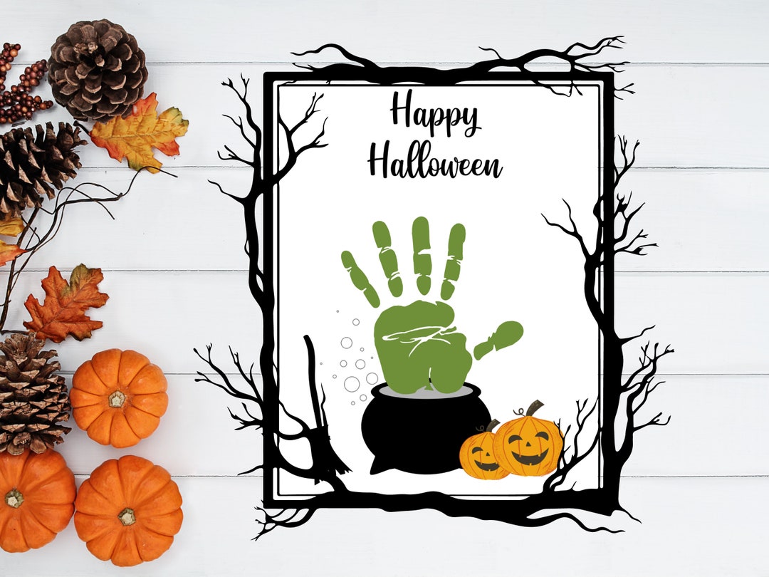 Handprint Art for Halloween, Halloween Decor, Craft for Seniors With ...