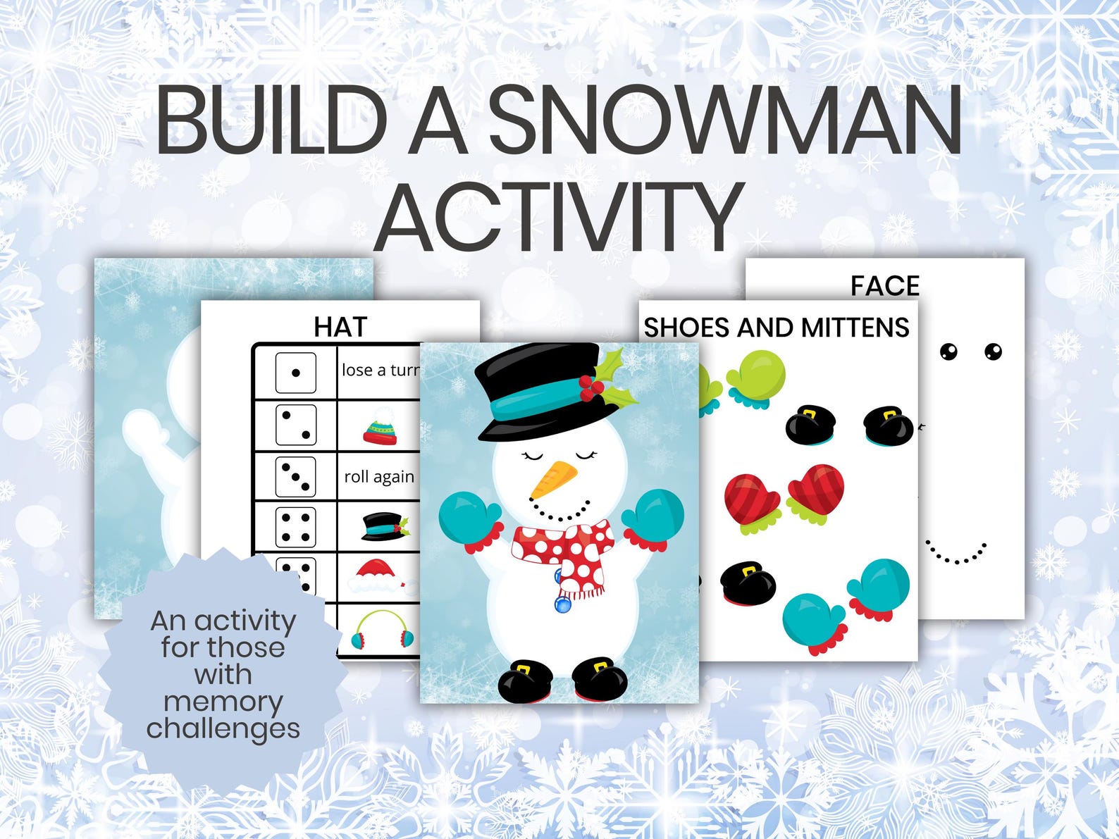 Build a Snowman, Winter Activity, Snowman Printable, Dementia Activity ...