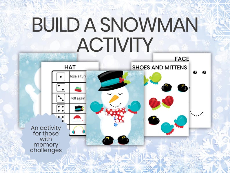 Build a Snowman, Winter Activity, Snowman Printable, Dementia Activity ...