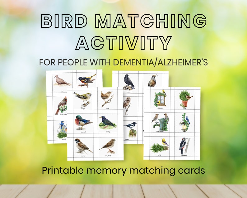 Bird Matching Activity, Dementia/alzheimer Memory Game, Memory Care ...
