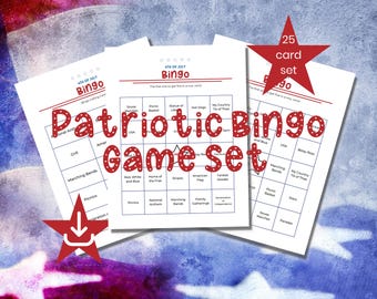 Bingo Game Patriotic Family Fun Night 4th of July Activity Printable ...
