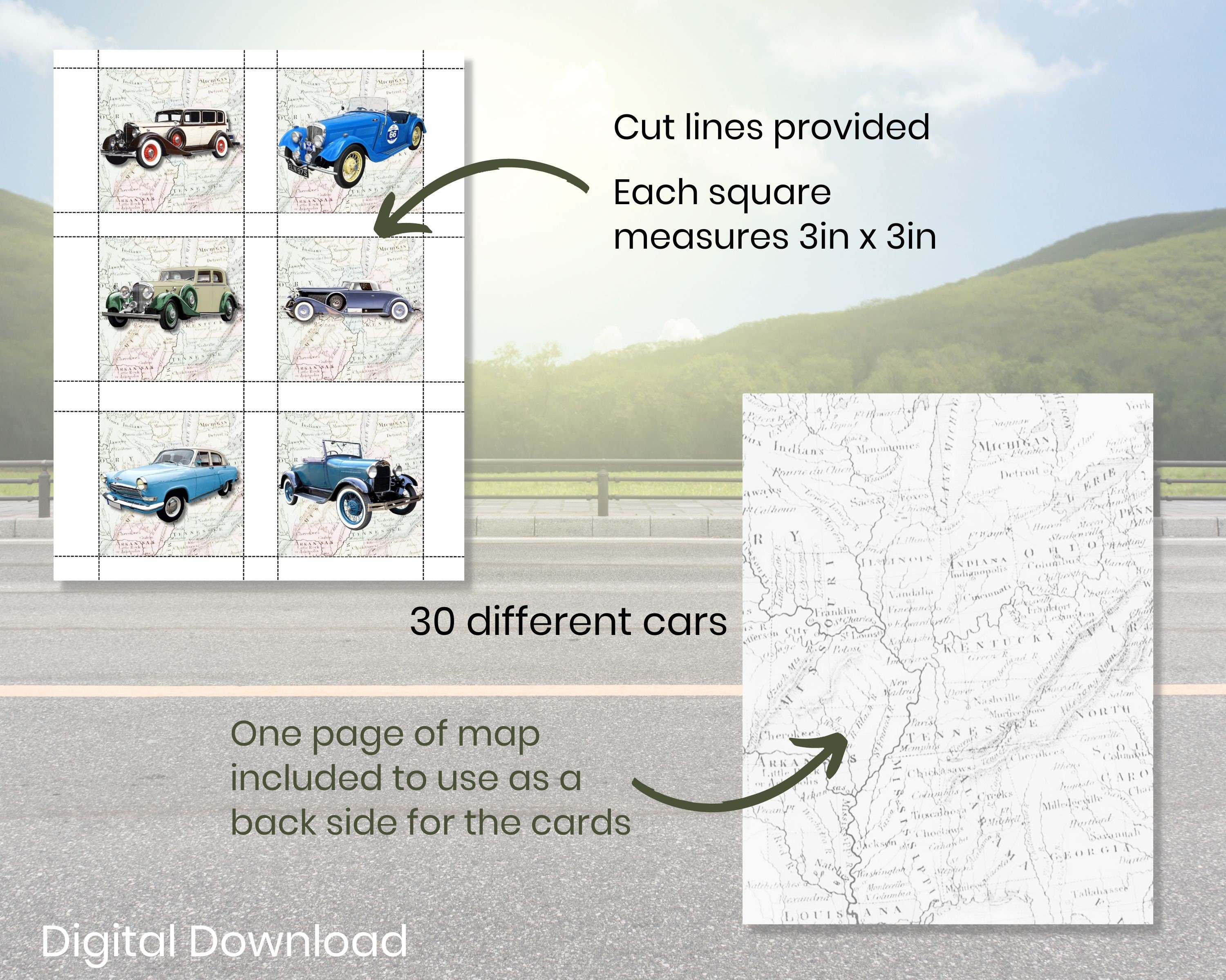 Memory Game Vintage Car Matching Game Adult Brain Games for Seniors ...