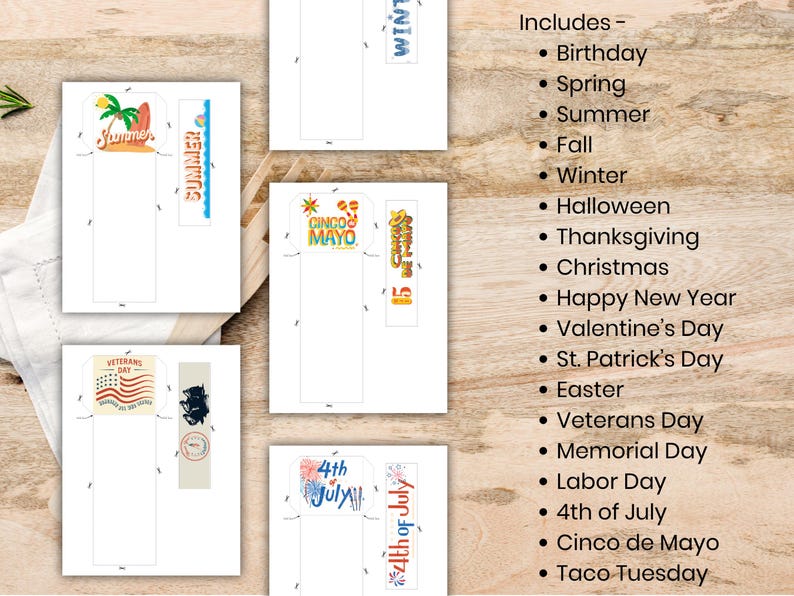 Printable Utensil Holders for the Year, Cutlery Pouch, Napkin Wrap ...