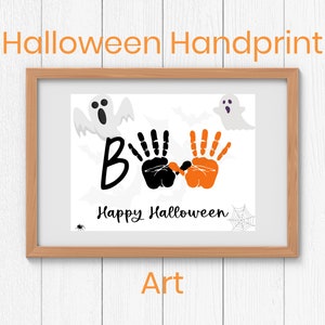 Boo! Halloween Handprint Art, Landscape Halloween Handprint, Art for ...
