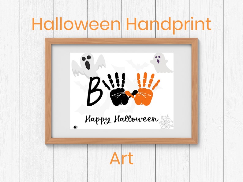 Boo! Halloween Handprint Art, Landscape Halloween Handprint, Art for ...