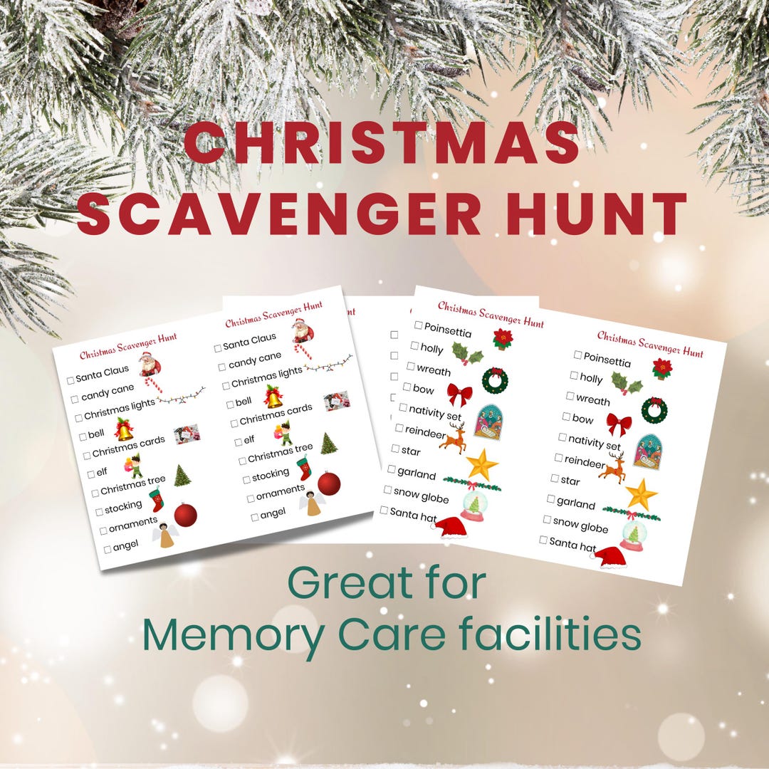 Christmas Scavenger Hunt, Memory Care Games, Christmas Printable Game ...