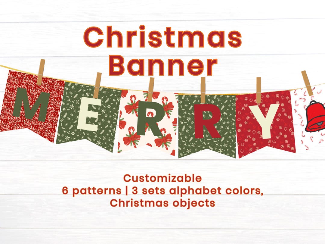 Christmas Banner, Customize, Christmas Bunting, Holiday Banner, Merry ...