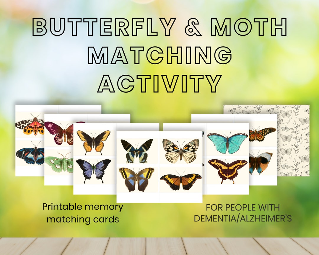Butterfly Matching Cards, Dementia Game, Memory Care Game, Activity ...
