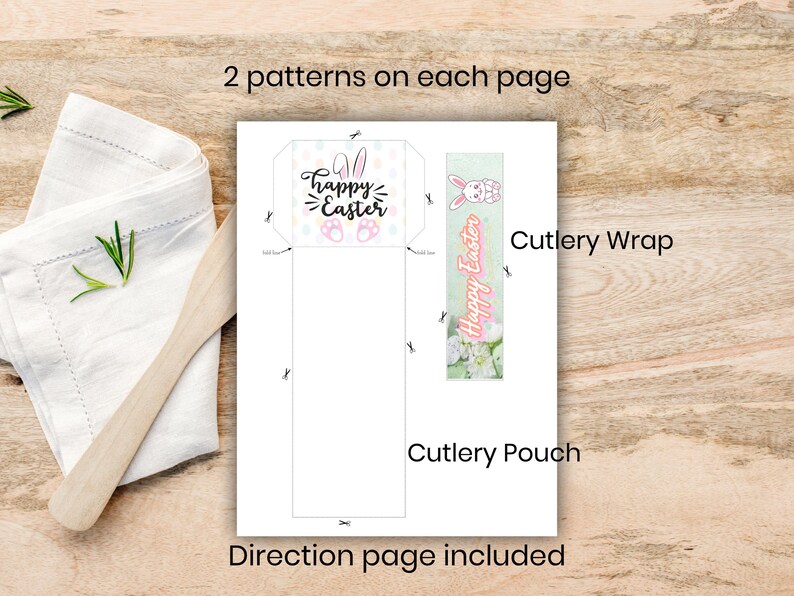Printable Utensil Holders for the Year, Cutlery Pouch, Napkin Wrap ...