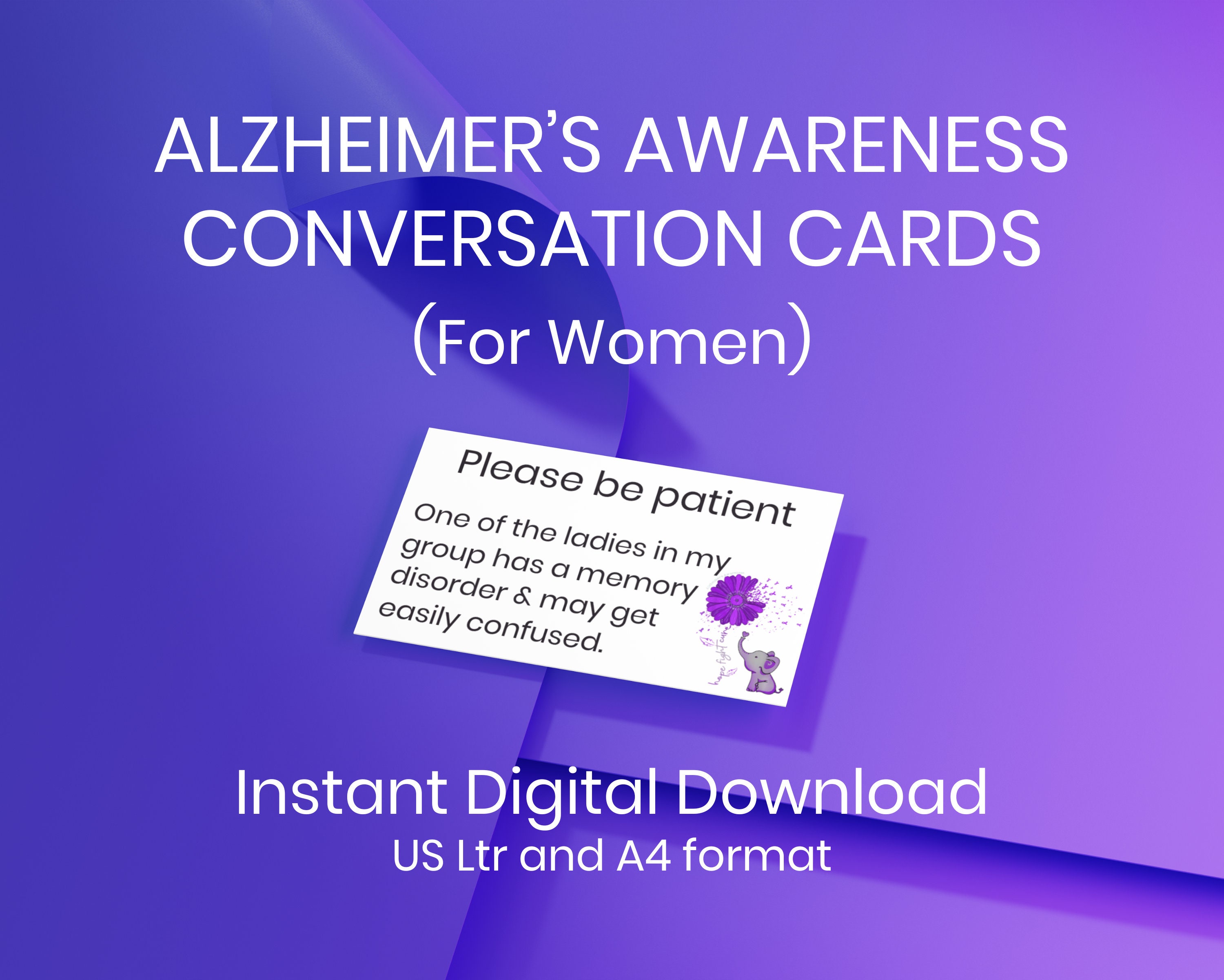 Alzheimer’s Awareness Conversation Cards, Companion Memory Aid ...