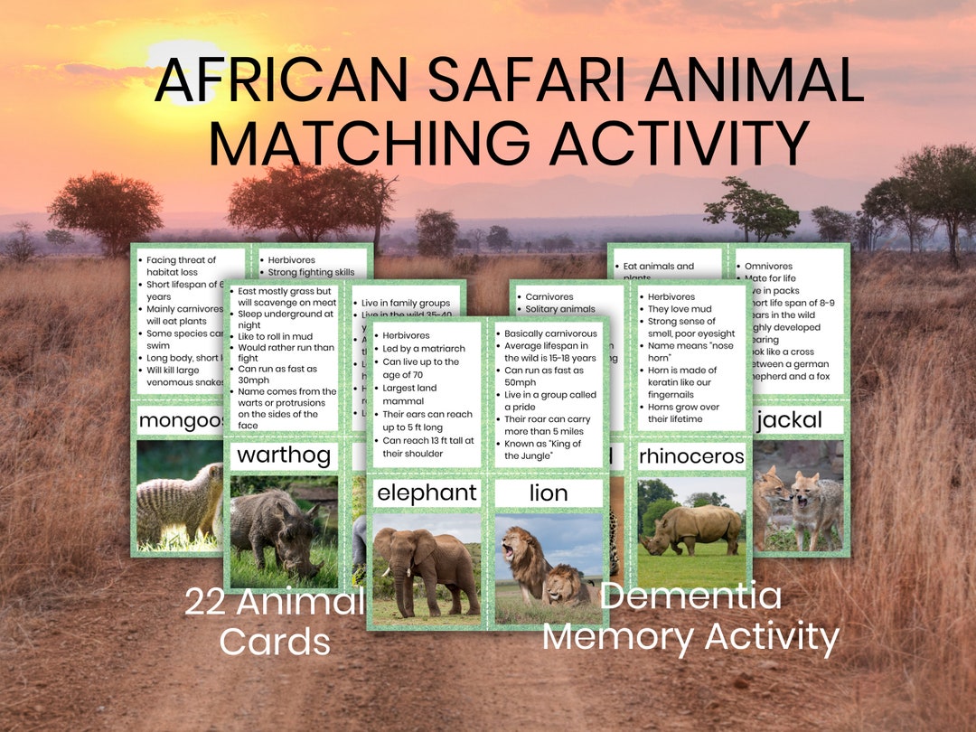 African Safari Animal Matching Activity, Dementia Memory Game ...