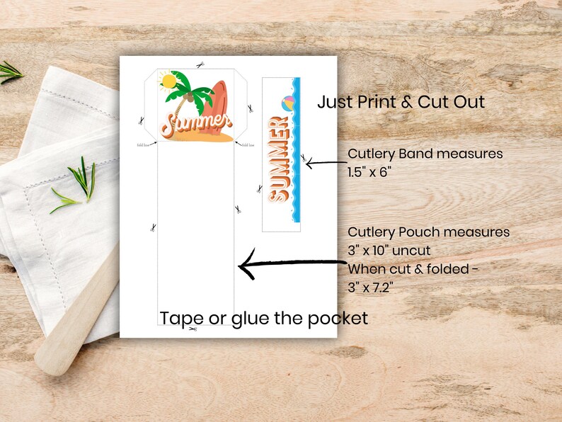 Printable Utensil Holders for the Year, Cutlery Pouch, Napkin Wrap ...