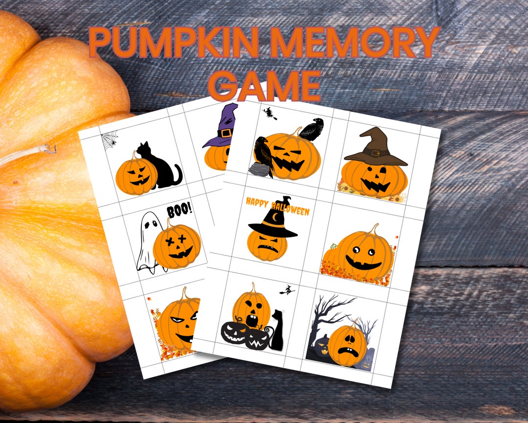 Memory Matching Game, Halloween Matching Flashcards, Pumpkin Matching ...