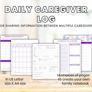 Dementia Daily Care Log, Daily Caregiver Log, Family Caregiver Daily ...