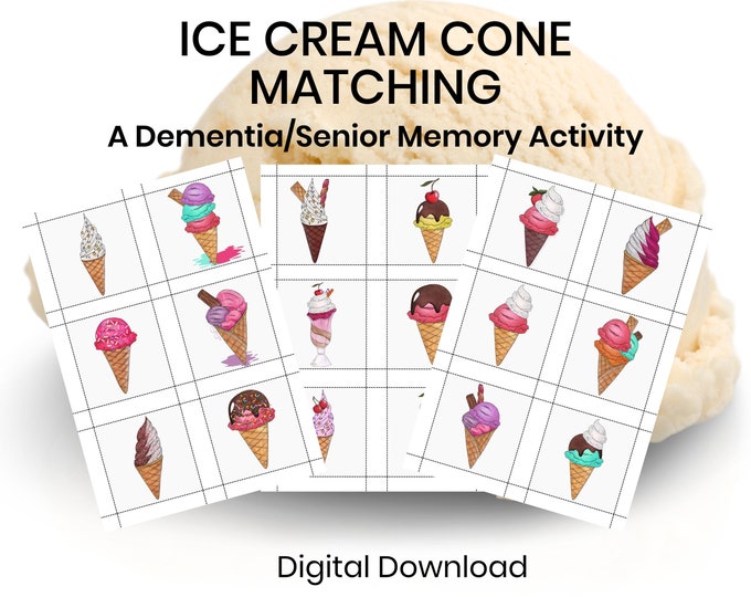 Matching Game, Printable Dementia Memory Care Game for Seniors, Memory ...