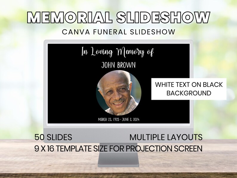 Editable Funeral Slideshow Template Canva, Minimalist Memorial Video ...